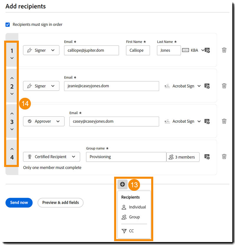Request signatures from others